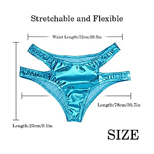 BODIY Rave Booty Shorts Shiny Metallic Hot Pants Briefs Cheeky Dance Bottoms Underwear Panty for Women and Girls (Light-Blue)