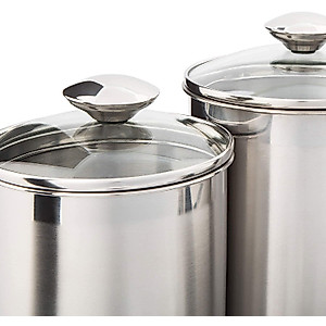 Kitchen Canister Set - Airtight Stainless Steel Canisters with Glass Lids - Clear See-Thru Top - Containers Set for Kitchen - Ideal for Food, Flour, Sugar, Coffee, Tea & Pantry Storage (8 Piece Large)