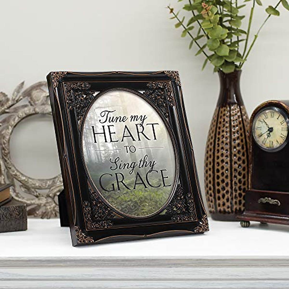 Cottage Garden Tune My Heart Black Floral Cutout 8 x 10 Table Top and Wall Photo Frame