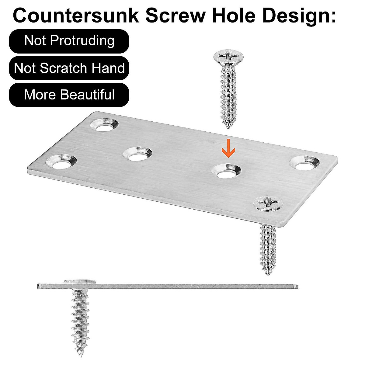 22 PCS Sliver Mending Bracket Plate, Stainless Steel 50MM X 100MM X 2MM Heavy Duty Flat Corner Brace for Wood, Metal Straight Fixing Joining Shelf Support Corner for Shelves, Furniture and Cabinet