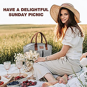 Lunch Bags for Women Insulated Thermal Lunch Tote Bag Durable Large Lunch Box Container Drinks Holder for Adults Men Work College Picnic Beach Park, Grey