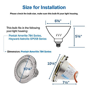 LED Pool Light Bulb for Inground Pool 120V 40W with Remote Control Color Memory Replacement for Pentair Hayward Pool Lights