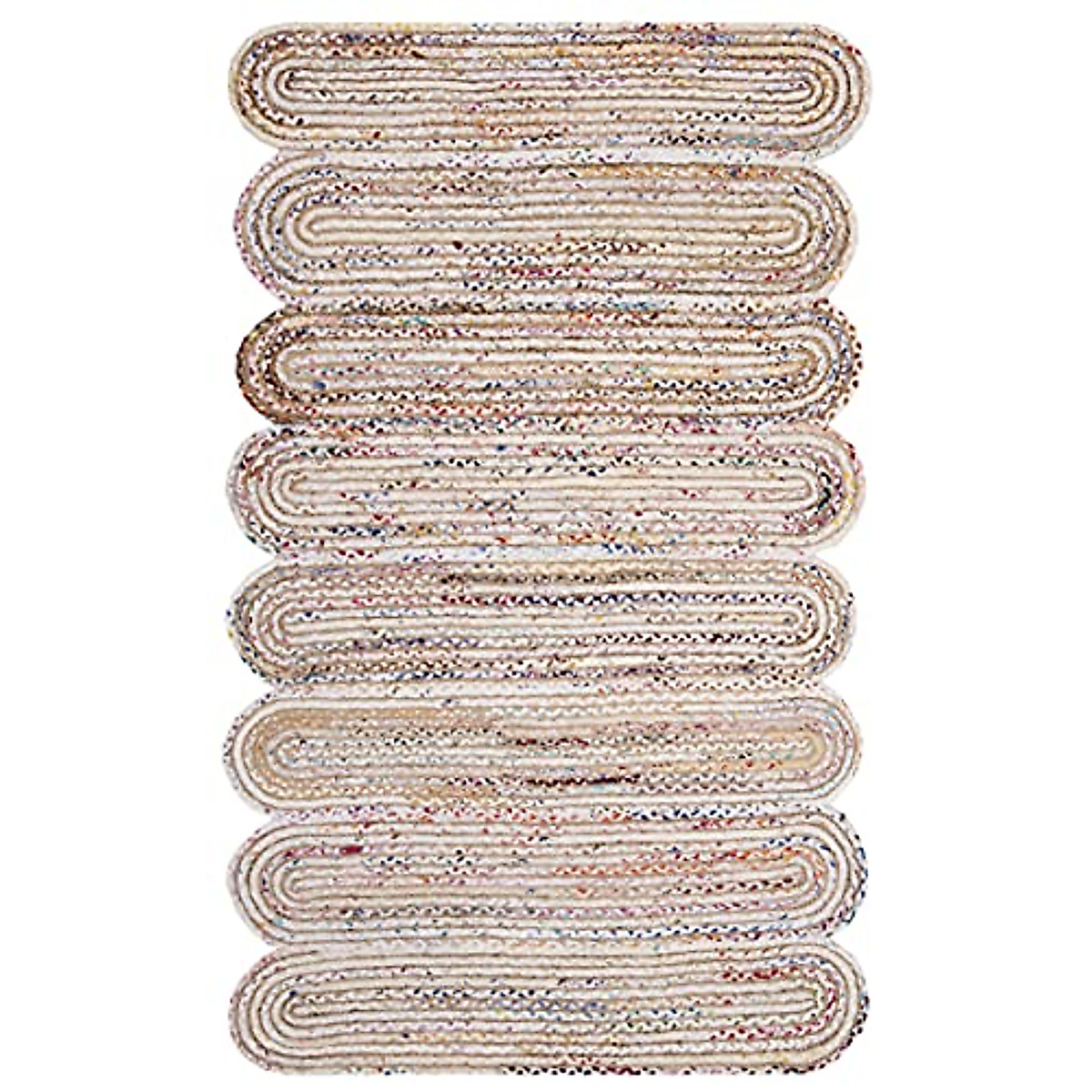 SAFAVIEH Cape Cod Collection Accent Rug - 4' x 6', Ivory & Multi, Handmade Braided Jute & Cotton, Ideal for High Traffic Areas in Entryway, Living Room, Bedroom (CAP208A)