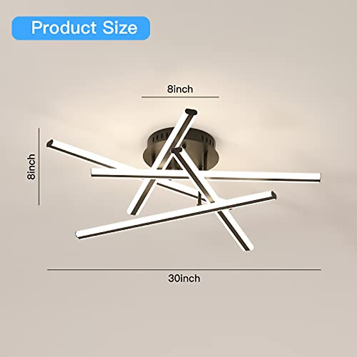 YEEZONE Modern LED Ceiling Light, LED Flush Mount Light, with Memory Remote Control Dimmable 3000K-6500K for Dining Room, Living Room, Kitchen, Bedroom, Office (Black)