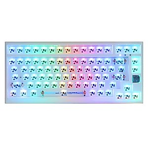 EPOMAKER Eclair 75% Hot Swappable Programmable RGB Bluetooth 5.0/2.4GHz/Wired Gaming Keyboard Kit NKRO with Sound Absorption Foam, Multimedia Wheel Control, 3000mAh Battery for Mac/Win (Eclair White)