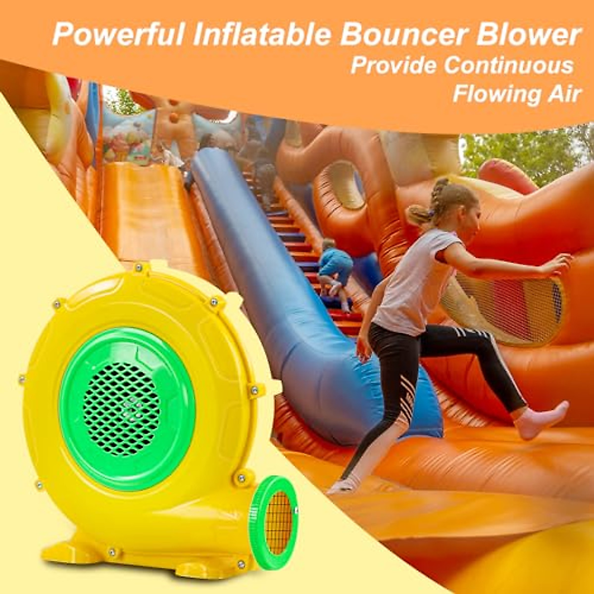 Byjoph Inflatable Blower Bounce House Air Blower, 1HP 565CFM 110V 60Hz for Commercial Inflatable Arch, Jumper, Bouncy Castle (1HP)