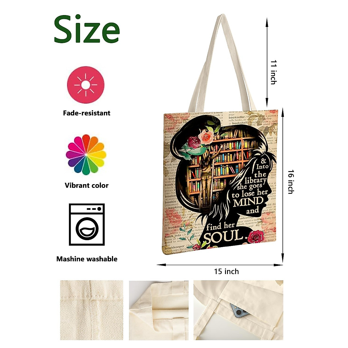 AUSVKAI Canvas Tote Bag Aesthetic for Women, Cute Bible Reusable Cloth Cotton Bags for College Shopping Beach Grocery Trendy Gifts