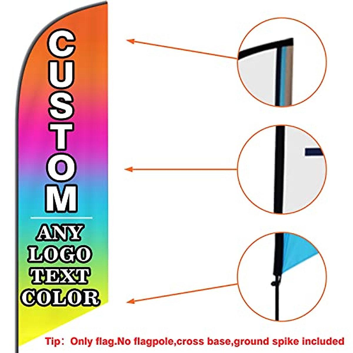 Custom Advertising Feather Flags Customized Logo Text(Only Flag),Personalized Double Sided Open Flag Sign for Outside Buisness Advertisement(60×250cm/2×8FT)