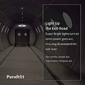 Pendtlit LED Exit Sign Emergency Lights, Green Emergency Exit Light with 2 Adjustable Head Lights, Commercial Emergency Exit Lighting Combo with Battery Backup for Business, UL Listed (6 Pack)