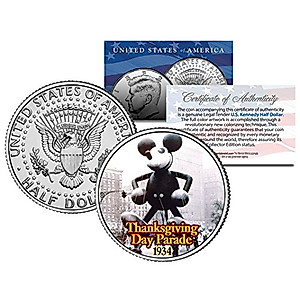 MICKEY MOUSE BALLOON 1934 THANKSGIVING PARADE Colorized Kennedy Half Dollar