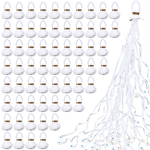 Wettarn 100 Pcs Throw Streamers Confetti Romantic White Hand Throw Streamers No Mess Streamer Crackers for Wedding Birthday Party Celebrations Graduation Party Favors
