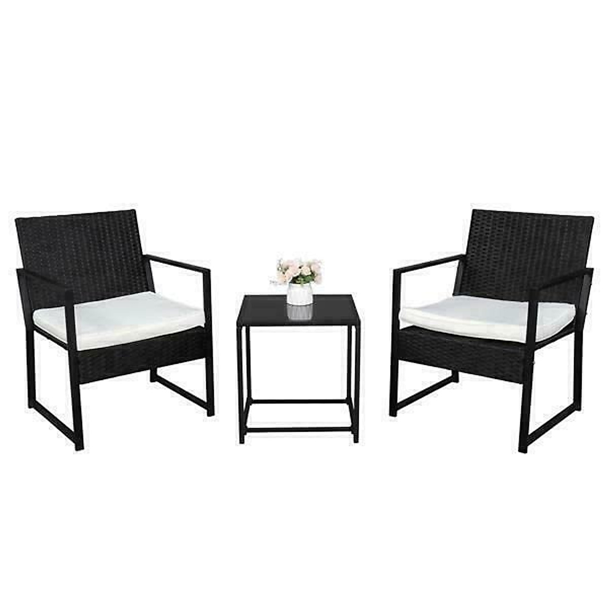 OBIOZZ Patio Furniture Set 3Pcs Patio Furniture Set Outdoor Wicker Sofas Rattan Chair Table Flat Chair Set, Ideal for Your Backyard, Balcony, Garden for Backyard Porch