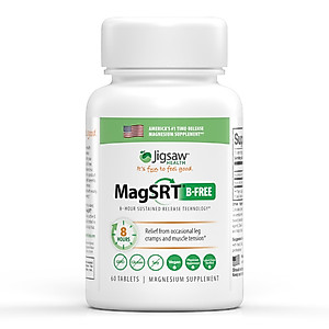 Jigsaw Health MagSRT (B-Free) | Premium, Organic, Slow Release Magnesium Supplement | Active, Bioavailable Magnesium Malate Tablets | 60 Tablets | 15 Servings