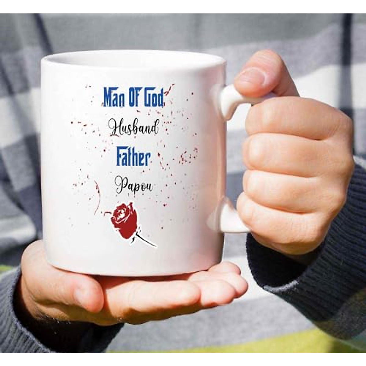 Christian Gift for Husband and Father - Prayers - Navy Multicolor Unisex Sweat - 11 Oz White Ceramic Coffee Mug