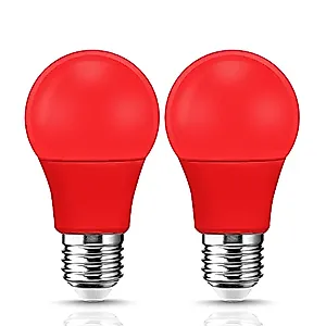 EvaStary LED Red Light Bulb 60W Equivalent, A19 LED E26 Base Red Color Light Bulbs, 9W Red LED Bulb for Halloween, Christmas Decoration, Party, Bars, Porch Lights, Holiday Mood Lighting, Pack of 2