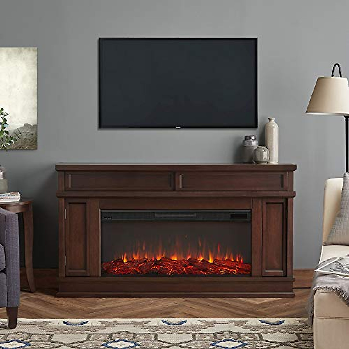 Torrey 60" Landscape Electric Fireplace TV Stand in Bone White by Real Flame
