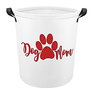 Dog Mom Large Laundry Basket Hamper Bag Washing with Handles for College Dorm Portable