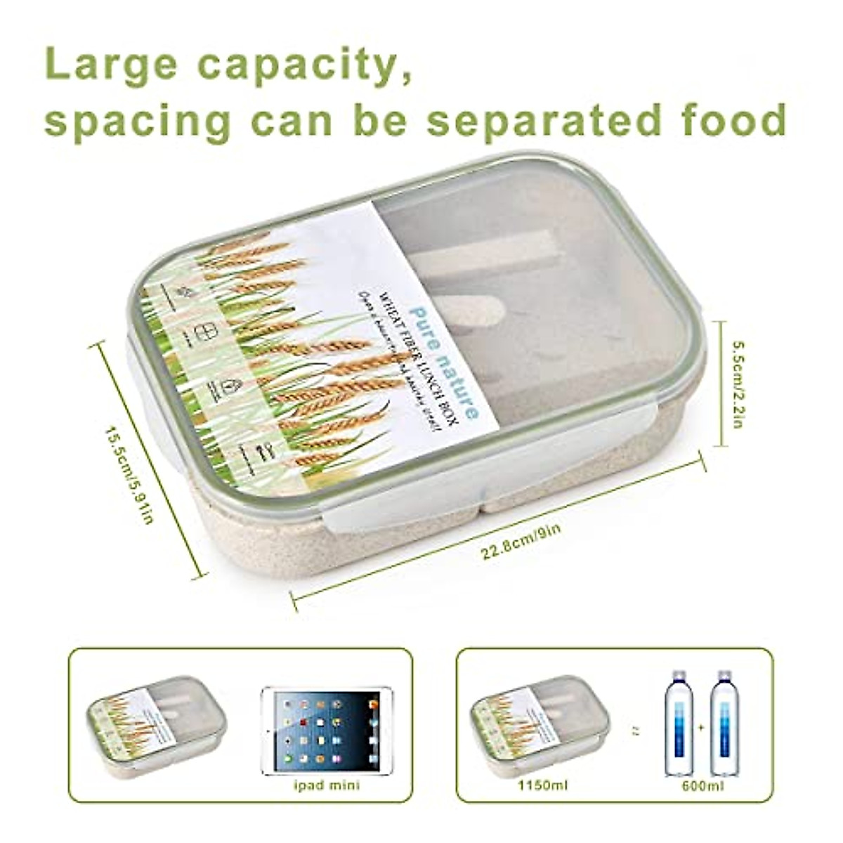 bacxigo Bento Box, Bento lunch Box for Kids and Adults, Lunch Container with Fork and Spoon, Leak Proof Lunch Box, Microwave and Dishwasher Safe Bento Boxes,Mom’s Choice Kids Lunch Box