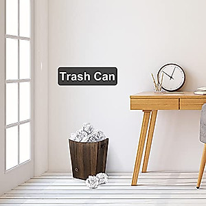 ETELI Wood Waste Basket Small Trash Can for Office Rectangular Garbage Can Decorative with 2 Handles for Bathroom Bedroom Kitchen Hotel