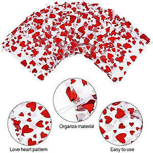 50 Pieces Valentine's Day Heart Candy Bags Organza Jewelry Pouches, Pouch Drawstring Bags for Jewelry Packaging Valentine's Day Wedding Festival Party Supply, 10 x 8 cm