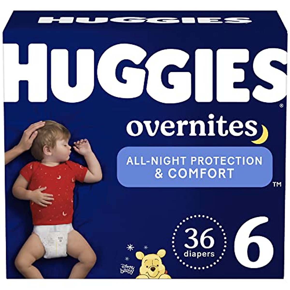 Overnight Diapers Size 6 (35+ lbs), 36 Ct, Huggies Overnites Nighttime Baby Diapers, Packaging May Vary