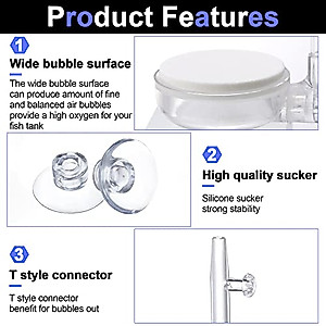 Quiet Aquarium Air Stone Fish Tank 2 Pieces Nano Air Stone Kit Air Pump for Aquarium Fish Tank Air Stone for Aquarium Diffuser with Control Valve and Suckers for Fish Tank and Hydroponic