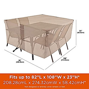 Modern Leisure 2912 Monterey Patio Table and Chairs, Furniture Set, Outdoor Cover, Rectangular/Oval (108 L x 82 D x 23 H inches) Water-Resistant, Khaki/Fossil