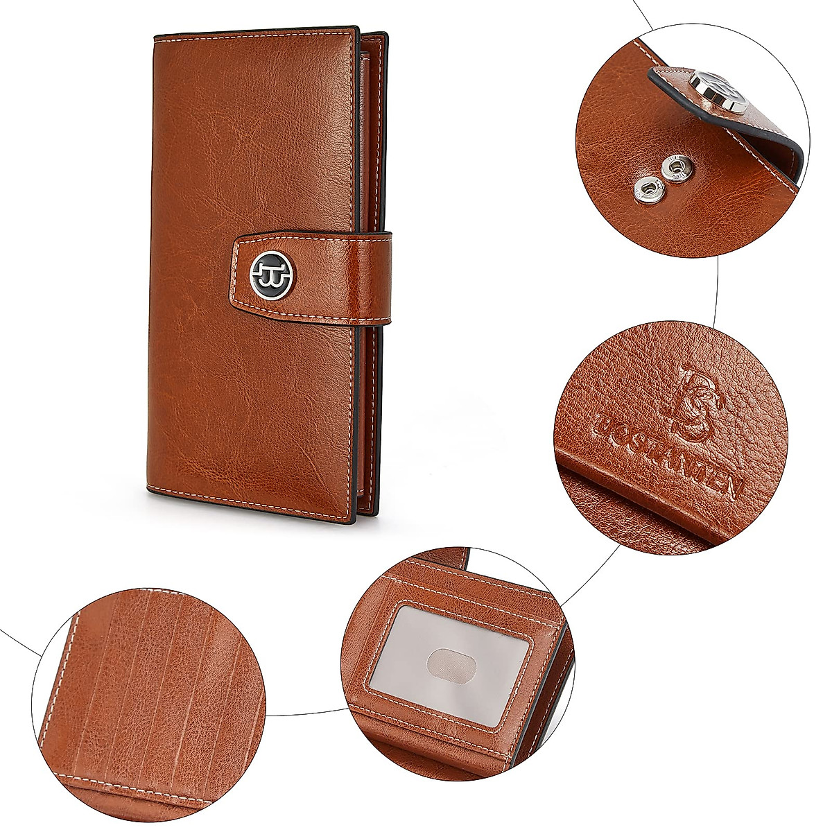 BOSTANTEN Womens Leather Wallets RFID Bundle Leather Laptop Backpack