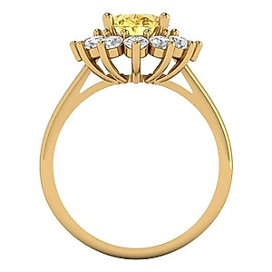 Clara Pucci 2.36 ct Oval Cut Solitaire Halo Yellow Simulated Diamond Engagement Promise Anniversary Bridal Ring 18K Yellow Gold 7.5