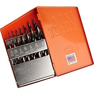 KnKut 15 Piece Mechanics Length Step Point Drill Bit Set 1/16"-1/2" by 32nds