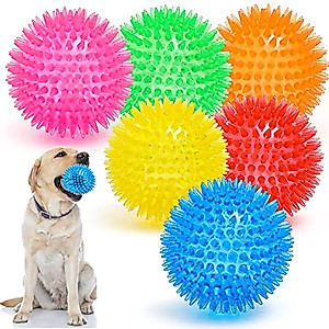 VITEVER 3.5” Squeaky Dog Toy Balls (6 Colors) Puppy Chew Toys for Teething, BPA Free Non-Toxic, Spikey Dog Balls for Medium, Large & Small Dogs, Durable Dog Toys for Aggressive Chewers