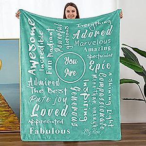 ZHSHWAT Get Well Soon Gifts for Women, Mothers Day Birthday Gift for Friend, Couragement Compassion Purple Throw Blanket You are Awesome Gifts for Women Colleague 50"x60"