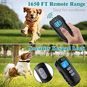 Asrcs Dog Training Collar with Remote, Waterproof Dog Collar with Beep Vibration Shock, Adjustable 0 to 99 Shock Vibration Levels Dog Training Set for Small Medium Large Dogs