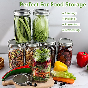 PINIWON Wide Mouth Mason Jars 32 oz with Airtight Lids and Bands, 12 Pack Quart Canning Jars, Clear Glass Mason Jars for Canning, Pickling, Preserving, Meal Prep, DIY Projects