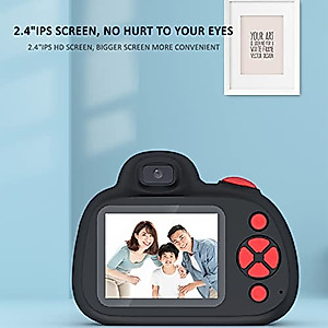 QSYY Children's Digital Camera, Birthday Gifts for Girls and Boys, 2.4-Inch IPS Screen, 32 Million Pixels, Camera with LED Flash, Including 32G Memory Card,Black