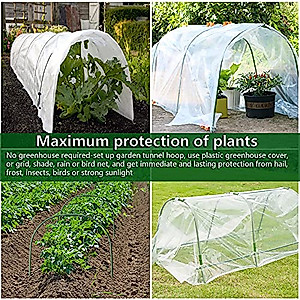 MISNODE 6PCS Greenhouse Hoops, 35.5 x 20.5 Inch Plant Support Garden Stakes, Rustproof Steel Tall Plant Grow Tunnel Hoop with Detachable Stakes for Garden Fabric Netting Raised Beds
