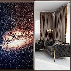 IOACIY Privacy Window Film Frosted Glass Sticker for Home Office Static Anti-UV Window Paper Decorative Window Covering for Bathroom (Universe Outer Space Starry Sky Red Blue-71, 17.7" x 23.6")
