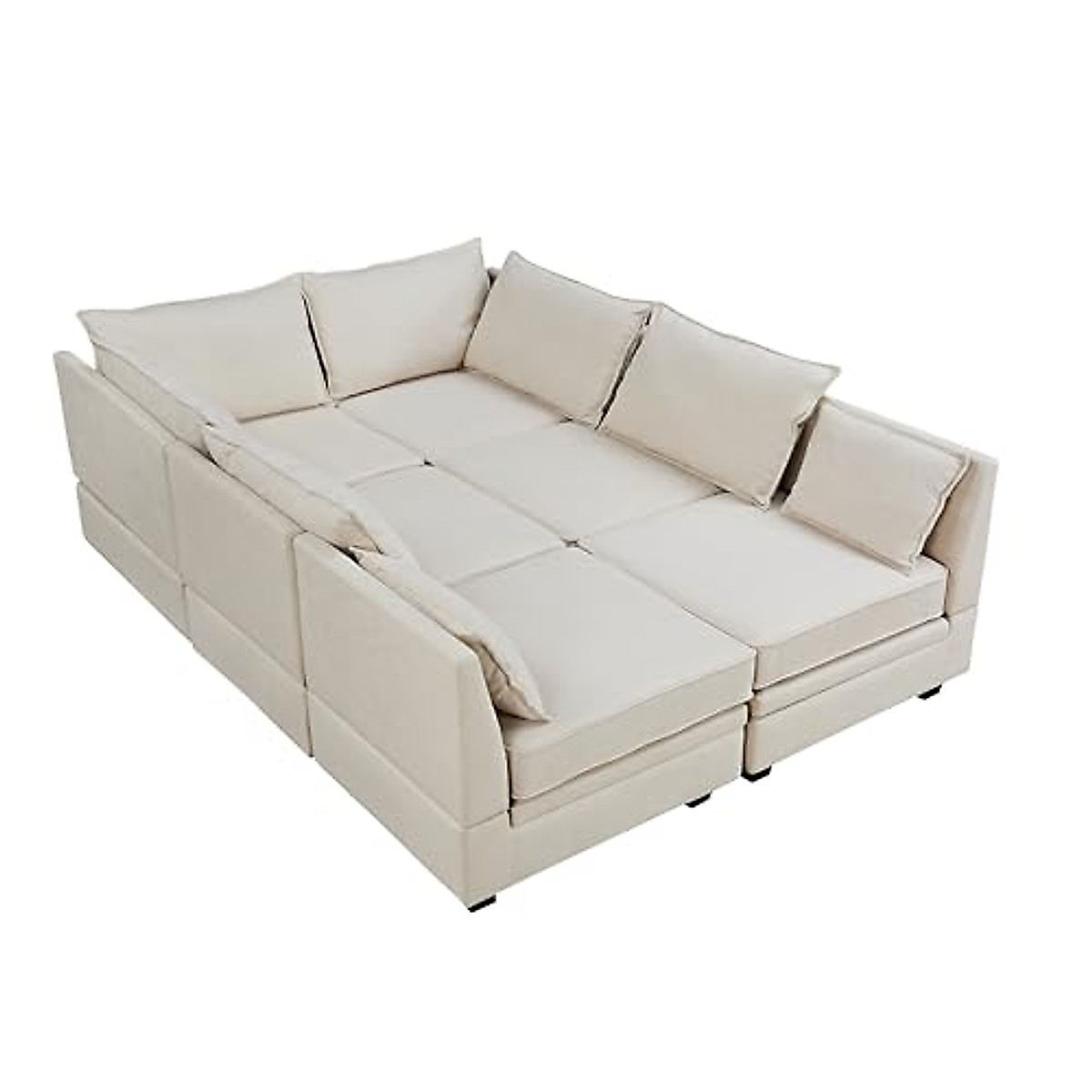 Merax U-Shape Modern Large Modular Sectional, Convertible Sofa Bed with Reversible Chaise, Beige