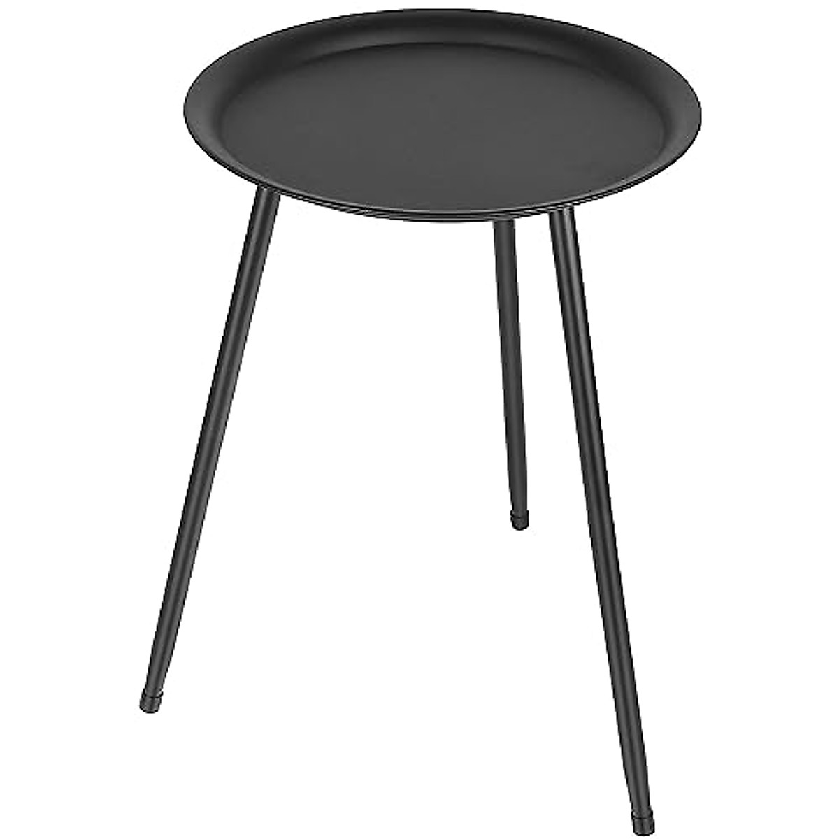 Side Table Round, Small End Table Metal, Plant Stand Indoor Outdoor, Mini Bedside Table for Living Room, Bedroom, Bed Side, Sofa Side, Patio, Mid Century Modern Decor for Small Spaces, Black