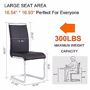 MEMUY Dining Chairs Set of 2，Morden High Back Side Dining Room Chairs, Kitchen Chairs with Faux Leather Padded Seat, Chairs for Dining Room,Kitchen, Living Room Black