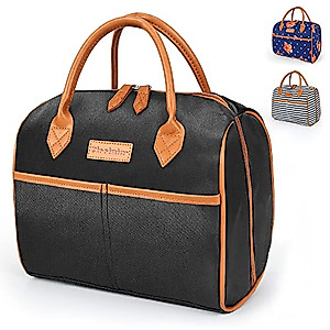 Tirrinia Lunch Bag Women Box Insulated Men Lunchbox Adults, Insulated Bag women Box Freezable Adult Cute Large Tote Cooler, Lunch Women Bag for Work, Picnic, Best Independence Day Gift, Black
