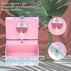 WJFMZS Musical Jewelry Box, Children Musical Jewelry Box Cartoon Pink Dancing Princess Music Box Jewelry Storage Case, Kids Toys with Mirror for Girls Birthday Gift