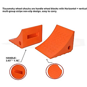 Tiousmoky Wheel Chocks, Rubber Wheel Chock with Curved, Durable, Non-Slip, Solid Trailer Wheel Chocks for Boat Trailers, RV, Truck, Camper, 40000lbs (Orange)