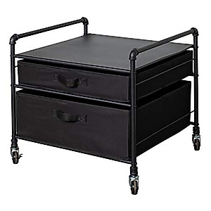 The Fridge Stand Supreme - Drawer Organization - Black Pipe Frame with Black Drawers