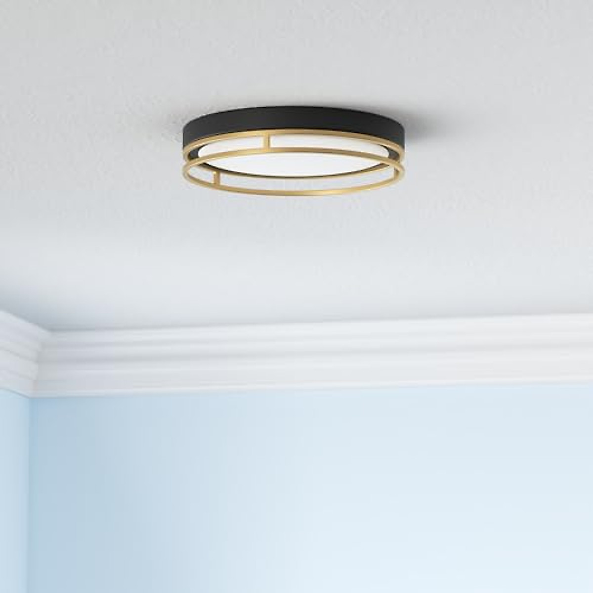 Flynix 12.5 Inch LED Flush Mount Ceiling Light Fixture, 26W, Super Bright 1700 Lumens, 3 Color 3000K/4000K/5000K, Dimmable Ceiling Lamp for Bedroom Hallway Bathroom Kitchen Laundry (Black Gold)