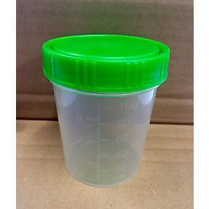 Transparent Plastic Beakers with Green cap/screw lids (Pack of 5)