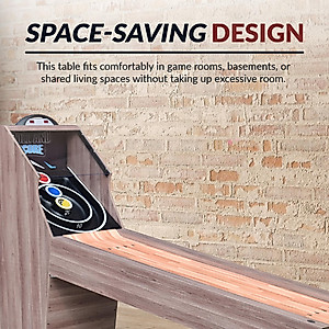 Hathaway Shooting Star 9-ft Arcade Ball Roll and Score Machine Table with LED Electronic Scorer and Sound, Great for Family Recreation Game Rooms, Driftwood