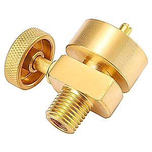 1LB Brass Propane Needle Control Valve, Disposable Adjustable Pressure Propane Gas Regulator Valve with 1/4’’ NPT Male Thread (Tapped M8 Female), Propane 1LB Tank Disposal Cylinder Bottle Adapter