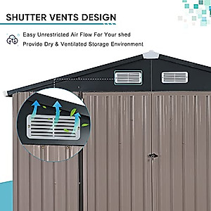 Verano Garden 8'x6' Outdoor Storage Shed, Galvanized Metal Steel Garden Shed,Double Door W/Lock, Bike Storage for Backyard, Patio, Lawn