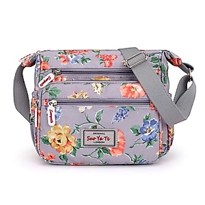 Casual Nylon Floral Shoulder Bag For Women Crossbody Bag Messenger Bags Travel Handbags With Adjustable Strap Waterproof (blue rose)